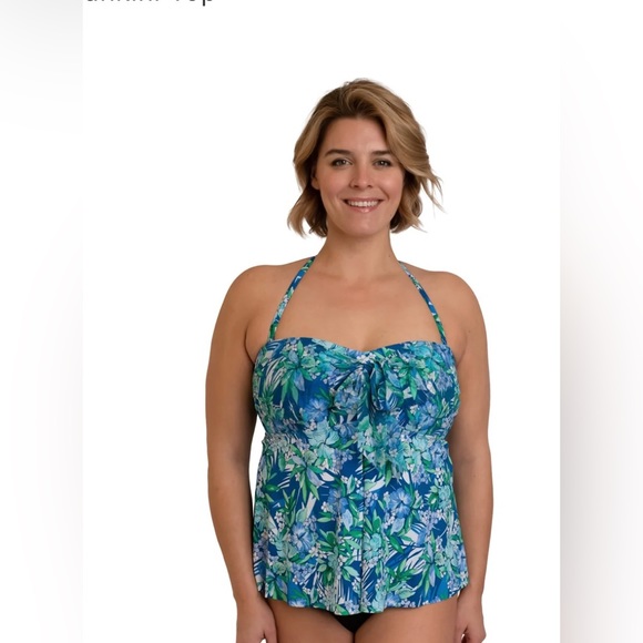 Fit 4U | Swim | Fit 4u Tankini Top Women Convertible Tie Blue Floral ...